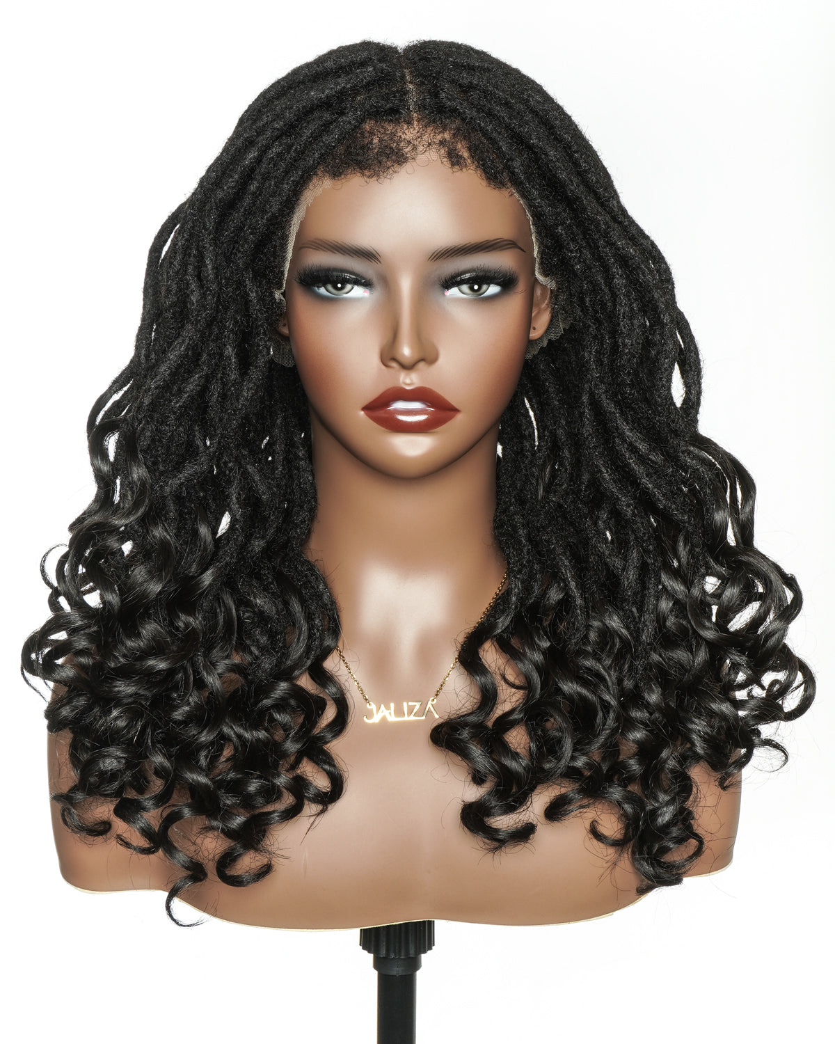 18" 100% Human Hair Pre Bleached HD Full Lace Locs Wig With Curly Ends ...