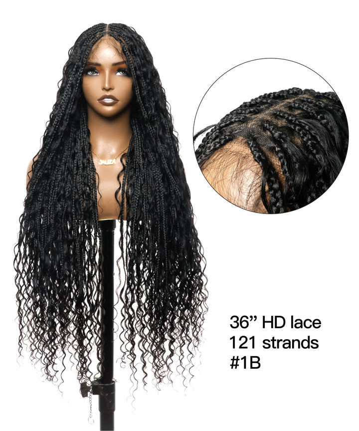 Human Hair Boho Braids Full Lace HD Lace Braided Wig | JALIZA
