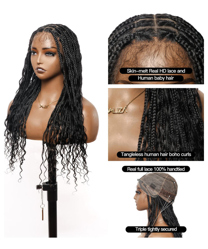 JALIZA 36" Tangleless Boho Medium Triangle Box Braids Wig