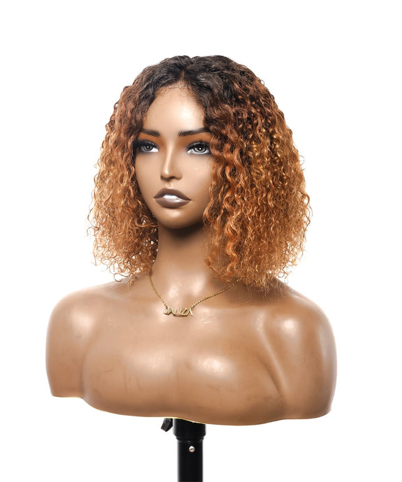 Bobrina 14" Human Hair Pre-cut Deep Wave Bob Wig