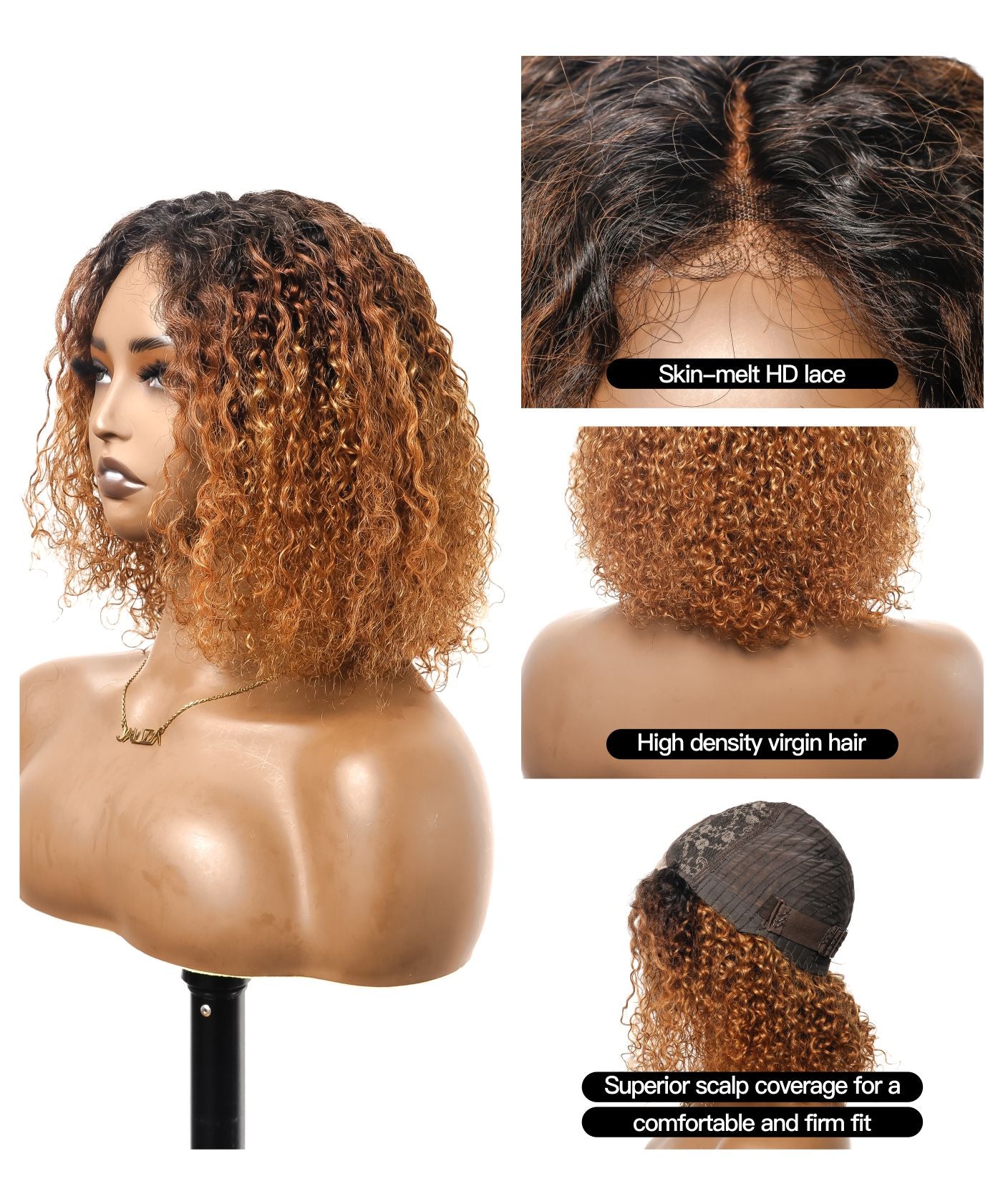 Bobrina 14" Human Hair Pre-cut Deep Wave Bob Wig