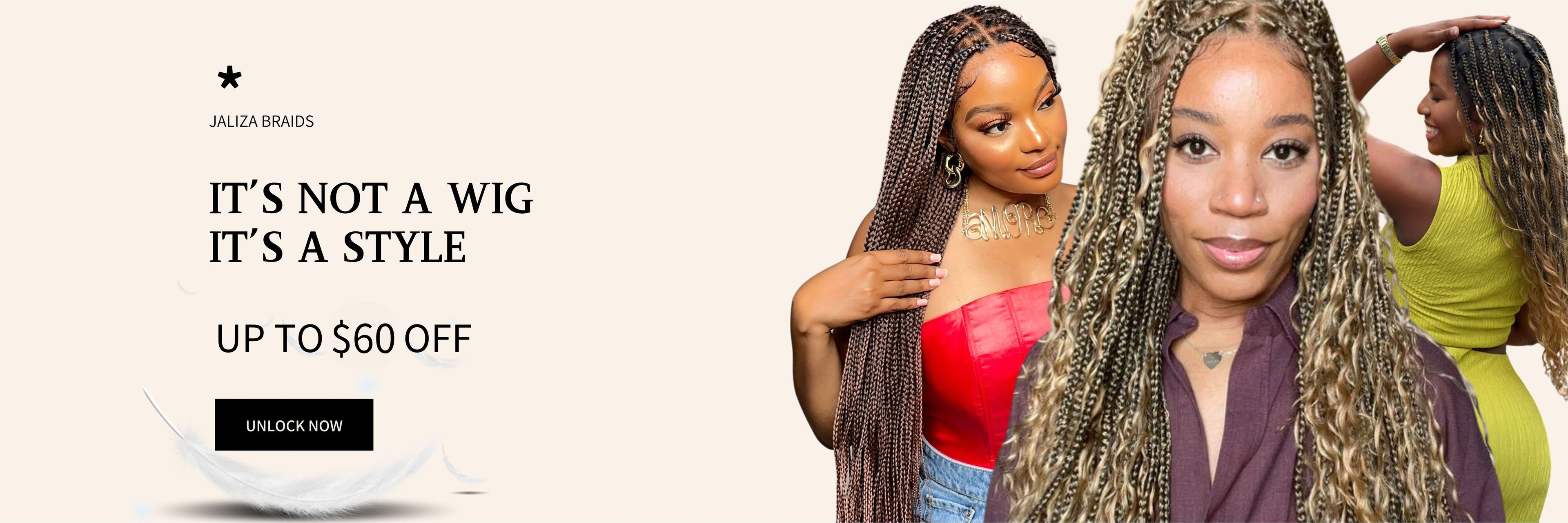 JALIZA Human Hair Braided Wigs - Lightweight Boho Luxury