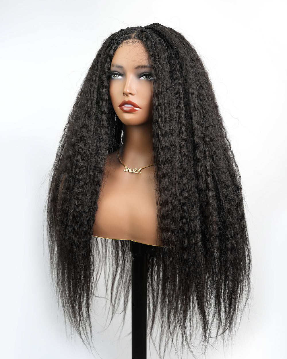28" Human Hair Ultra Full Kinky Straight Boho Box Braided Wig - Makeda ...