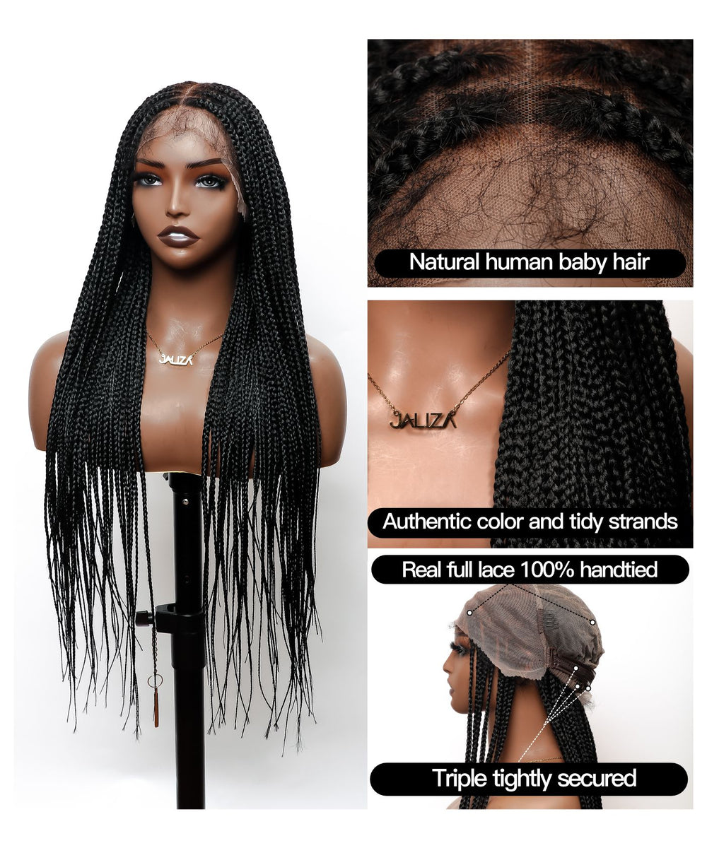 JALIZA Pre Bleached Human Hair Small Knotless Box Braids Wig