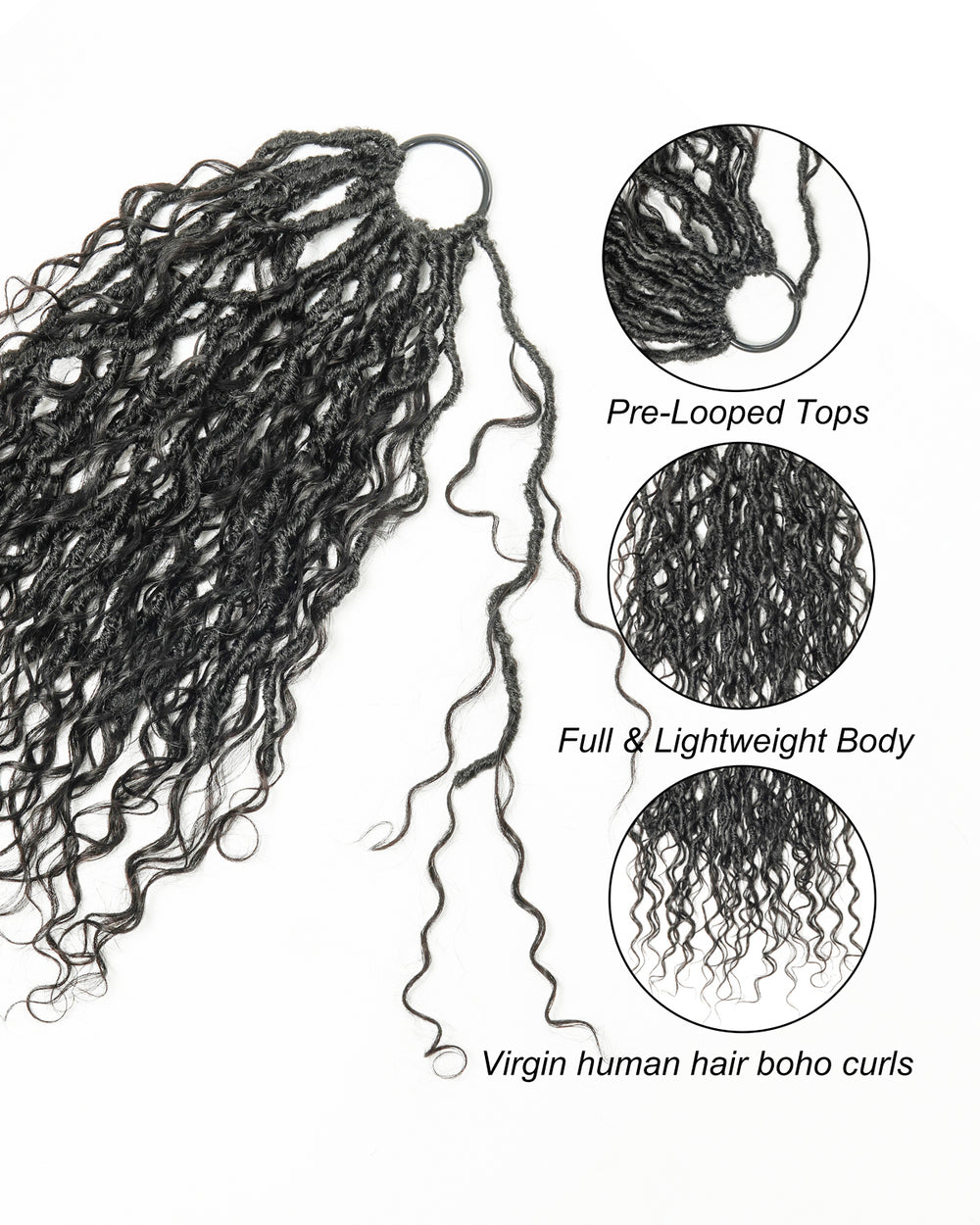 Crochet Boho Locs With Deep Wave Virgin Human Hair Boho Curls Hair ...