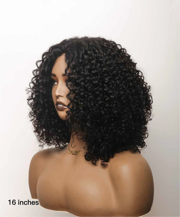 Bobrina 14" Curly Bob Black Wig Popping Fluffy Curl Glueless