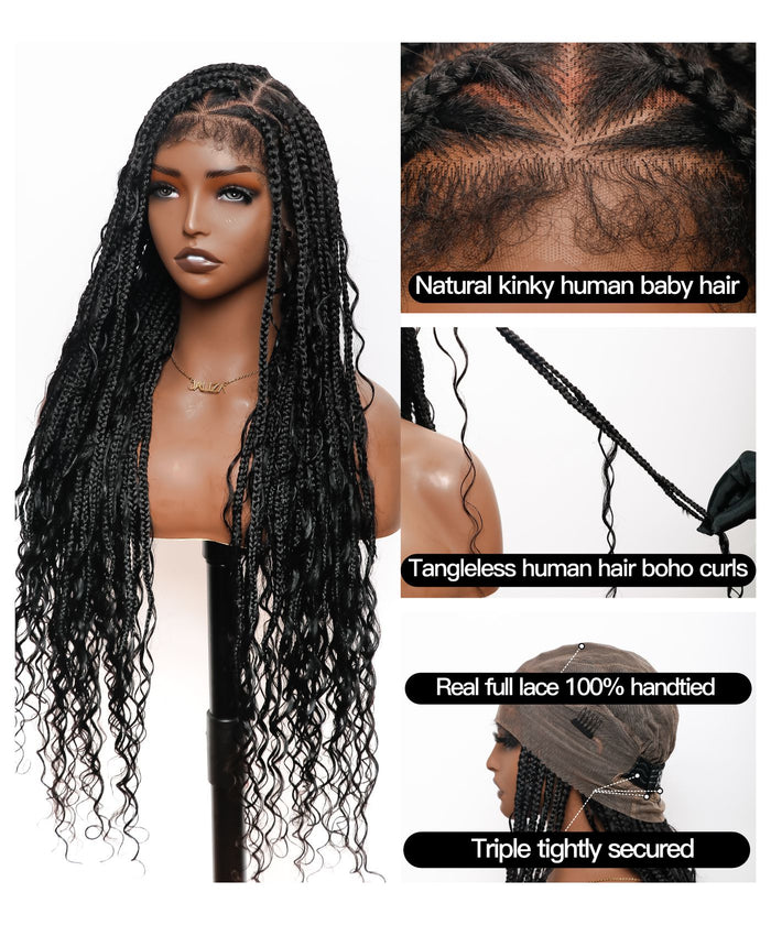 JALIZA 36" Tangleless Boho Medium Triangle Box Braids Wig