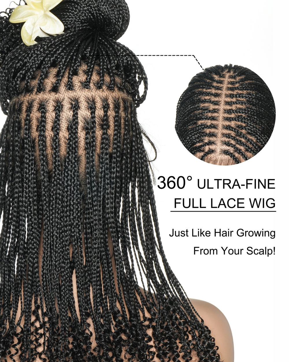 14" Knotless Mini Box HD Full Lace Braided Wig With Curly Ends | JALIZA