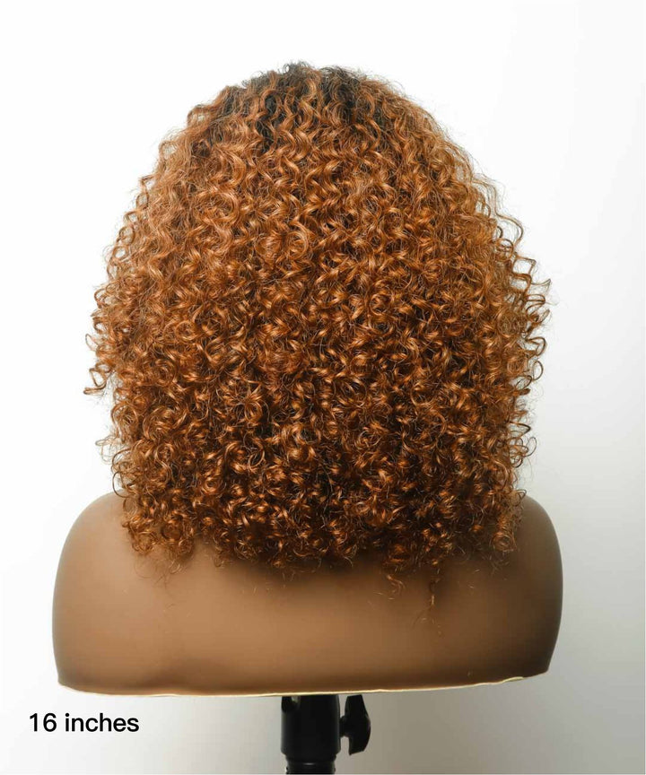 Bobrina 14" Curly Bob Black Wig Popping Fluffy Curl Glueless