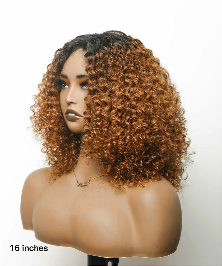Bobrina 14" Curly Bob Black Wig Popping Fluffy Curl Glueless