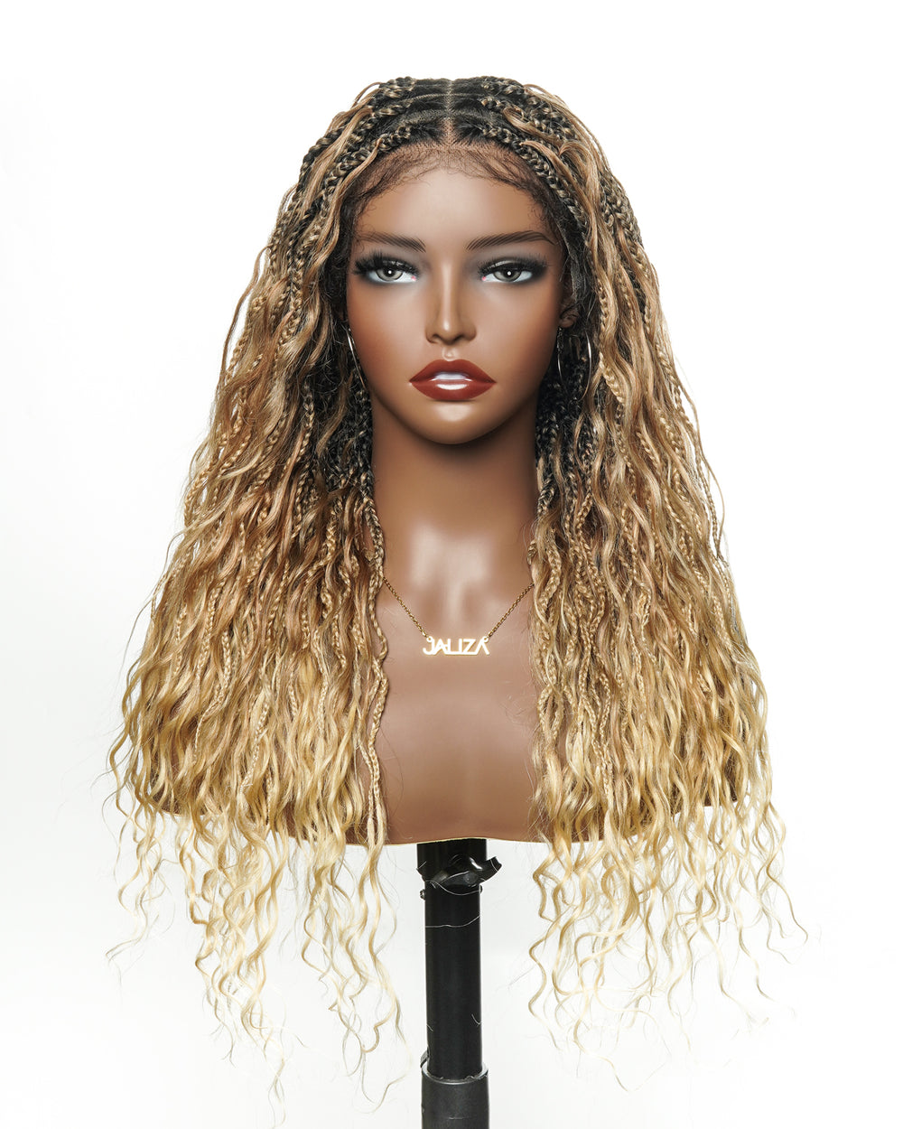 24" Wavy Box Braids with Human Hair Cascading Boho Waves Boho Box ...